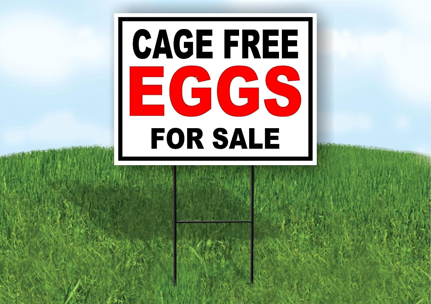 Work House Signs Double Sided Sign CAGE Free Eggs for Sale Black RED ...