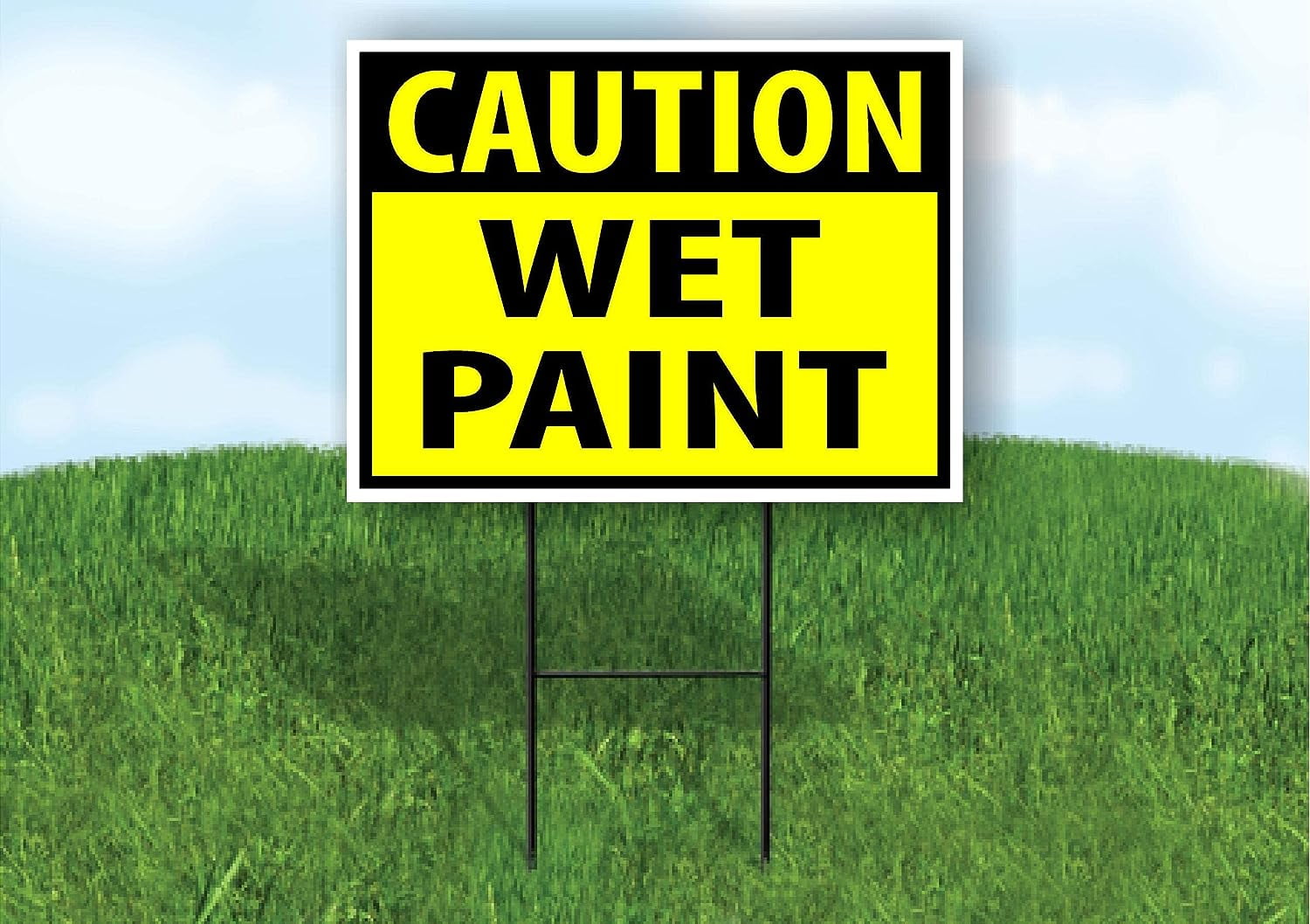 Work House Signs Single Sided Sign Caution Wet Paint Yellow Yard Sign ...