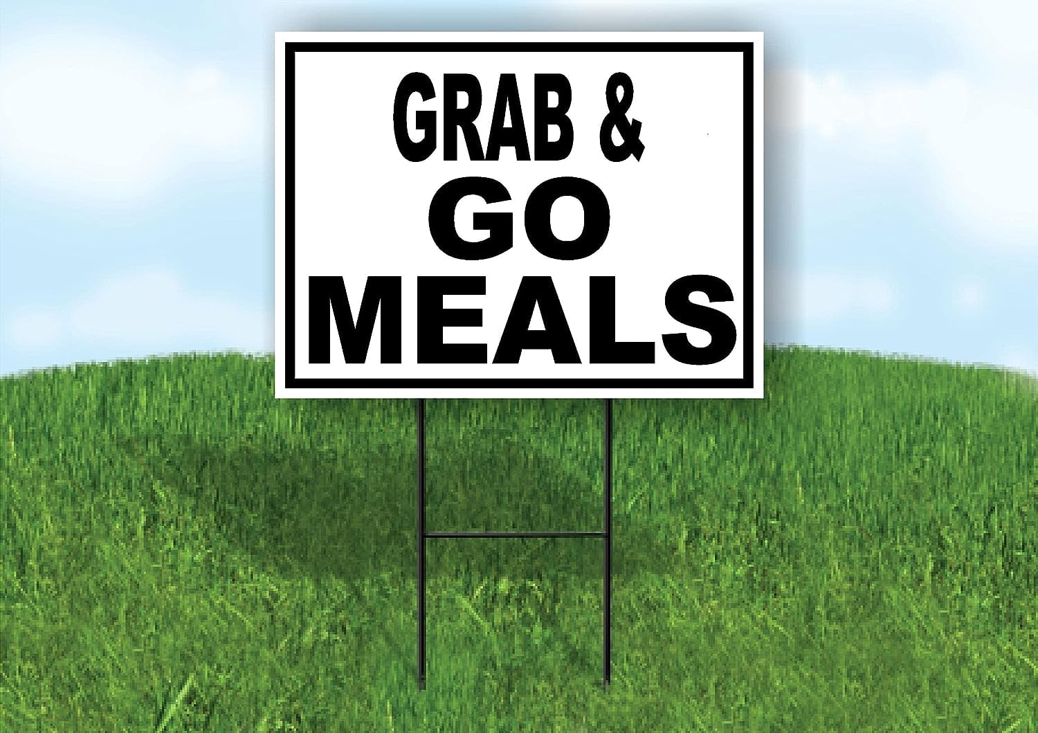 Work House Signs Single Sided Sign Grab and GO Meals Black Border Yard ...