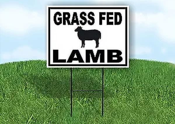 Work House Signs Single Sided Sign Grass FED Lamb Black Border Yard ...