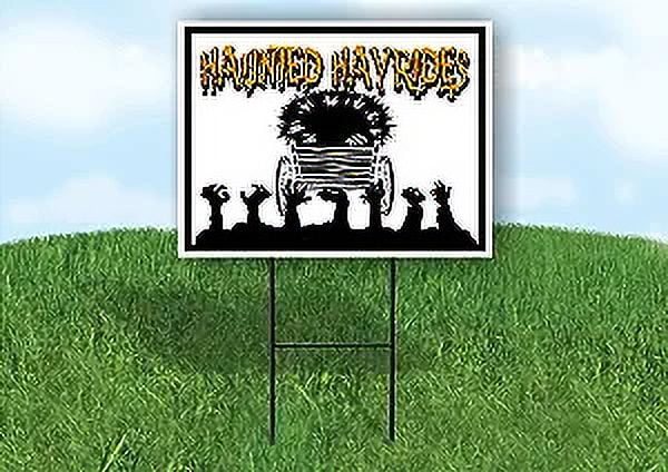 Work House Signs Single Sided Sign Haunted HAYRIDES Wagon Zombie Hands ...