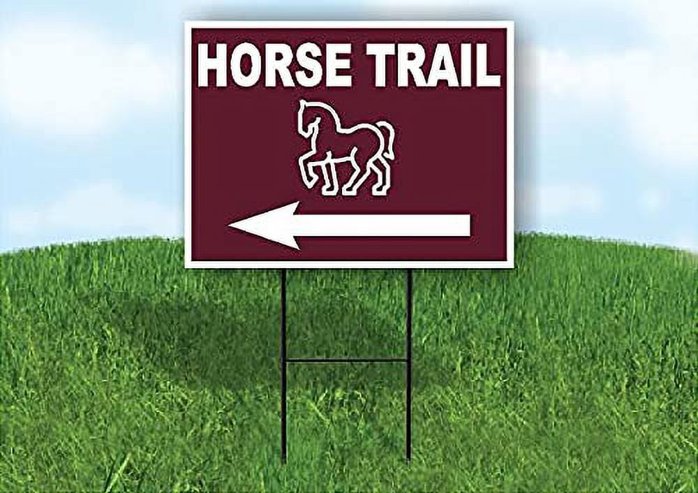 Work House Signs Single Sided Sign Horse Trail Left Arrow Brown Yard Sign Road Sign with Stand ...