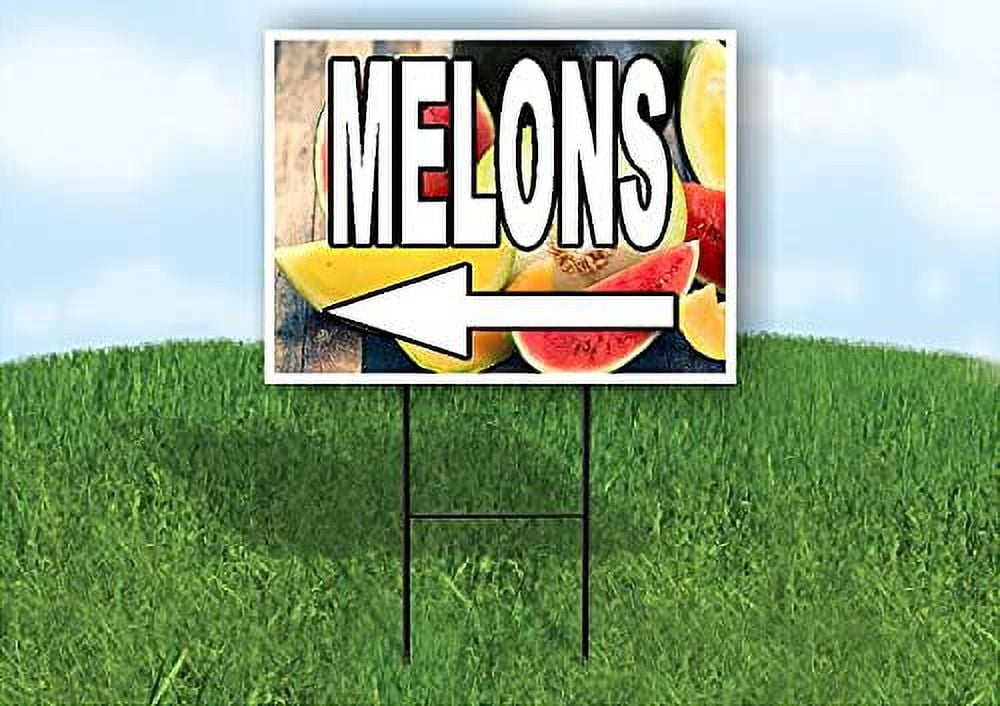 Work House Signs Single Sided Sign Melons Left Arrow with White Letters Melon Background Yard ...
