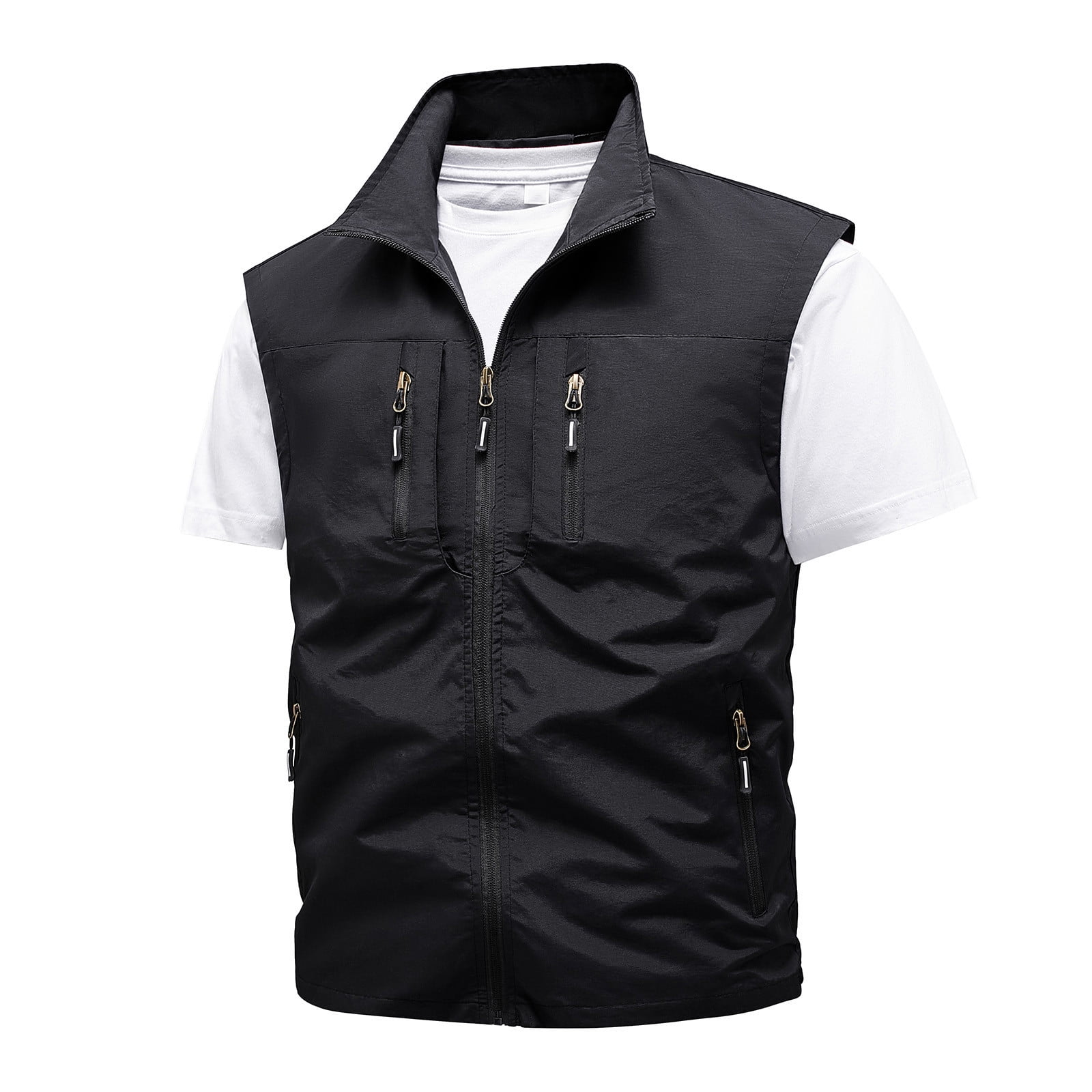 Wo-Fusoul Work Jackets for Men Men's Slim Fit Cotton Vest with Stand ...