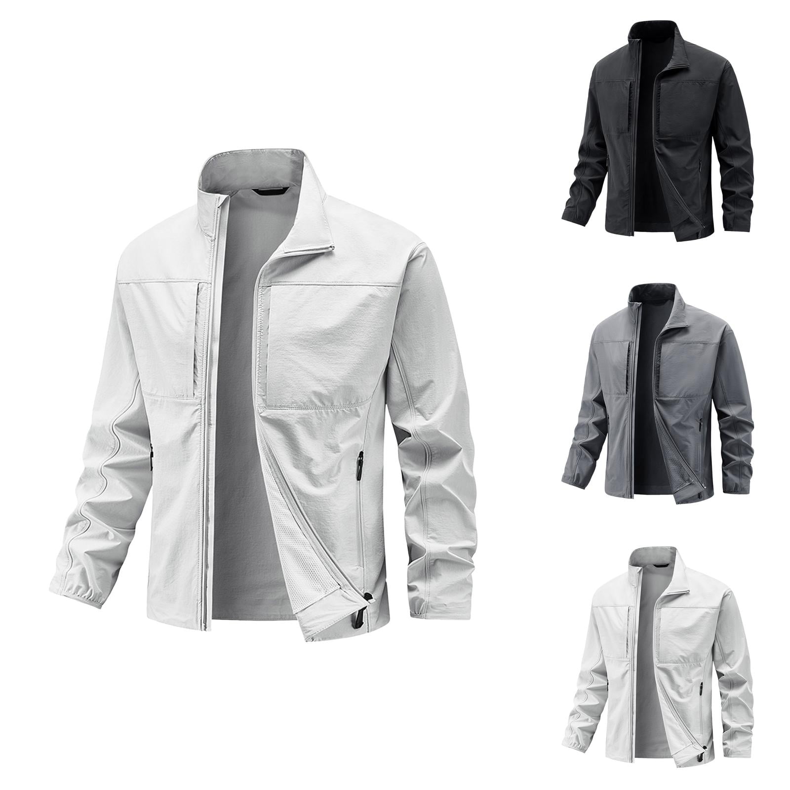 Work Jackets for Men 2025 Lightweight Long Sleeve Stretchy Loose Stand ...