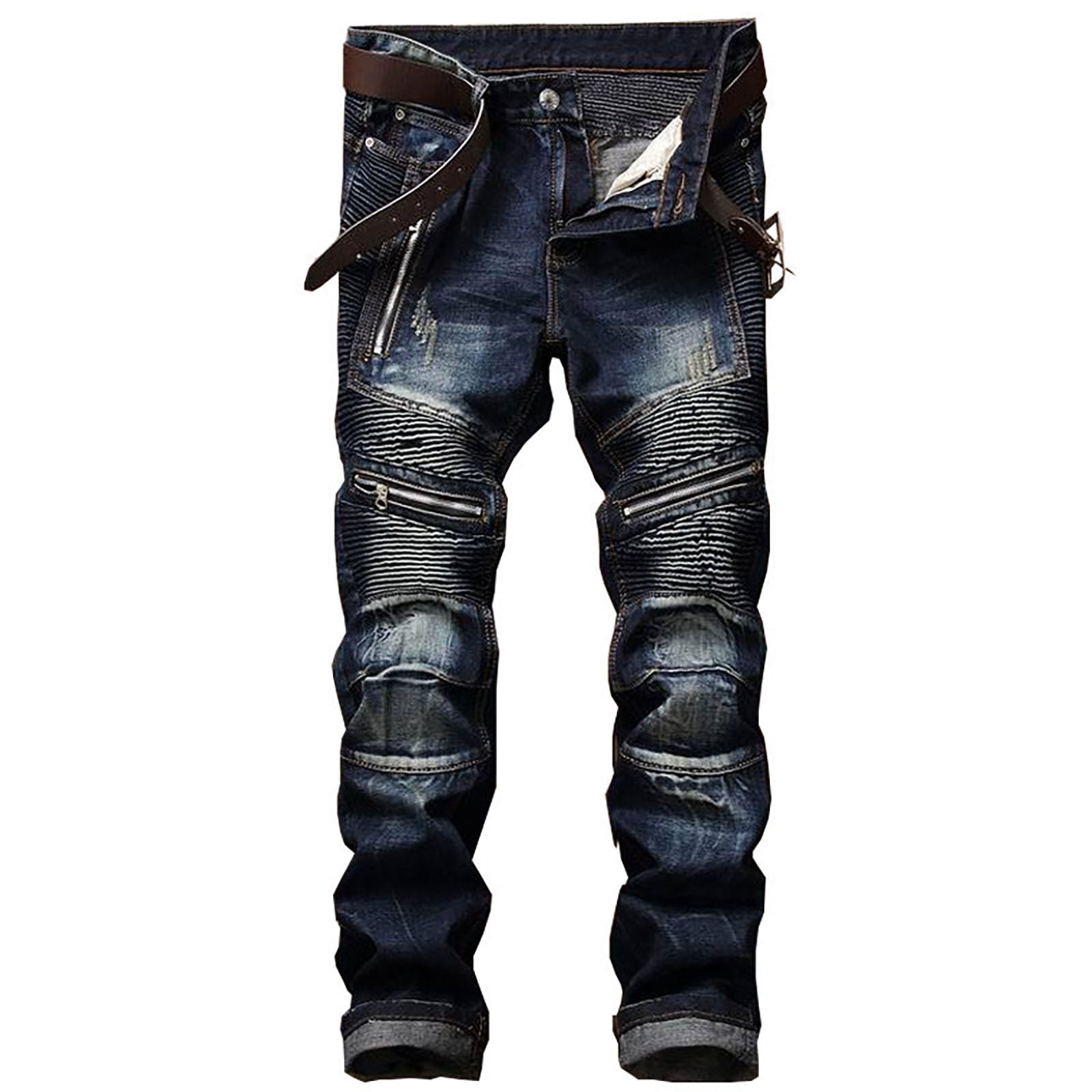 Work Jeans Men Male Stacked Jeans Skinny Fit Stretch Patched Side ...