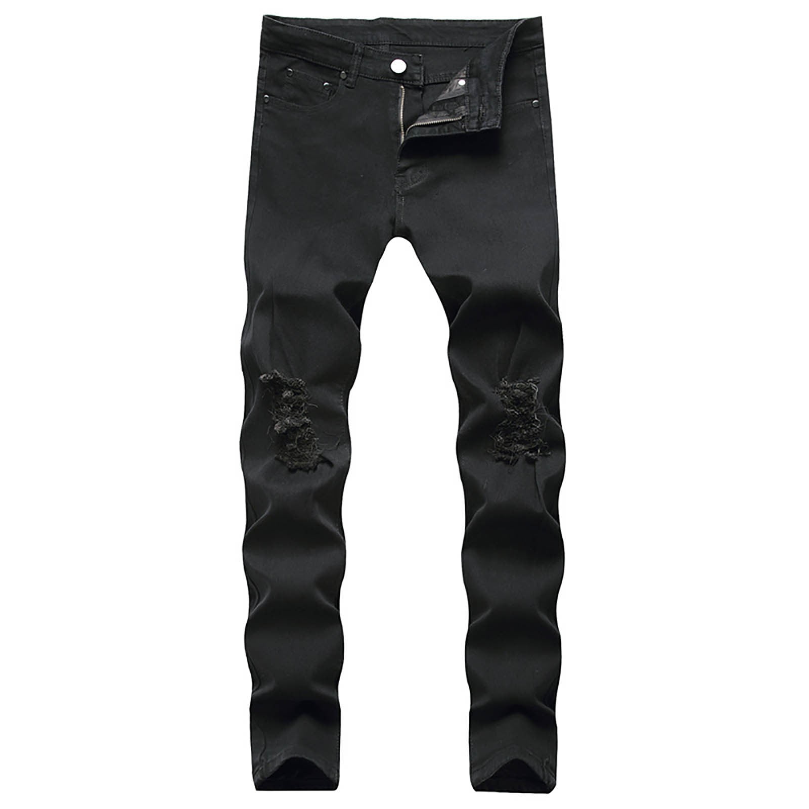 Work Jeans for Men Male Thin Breathable Ripped Jeans Solid Ripped Pants ...