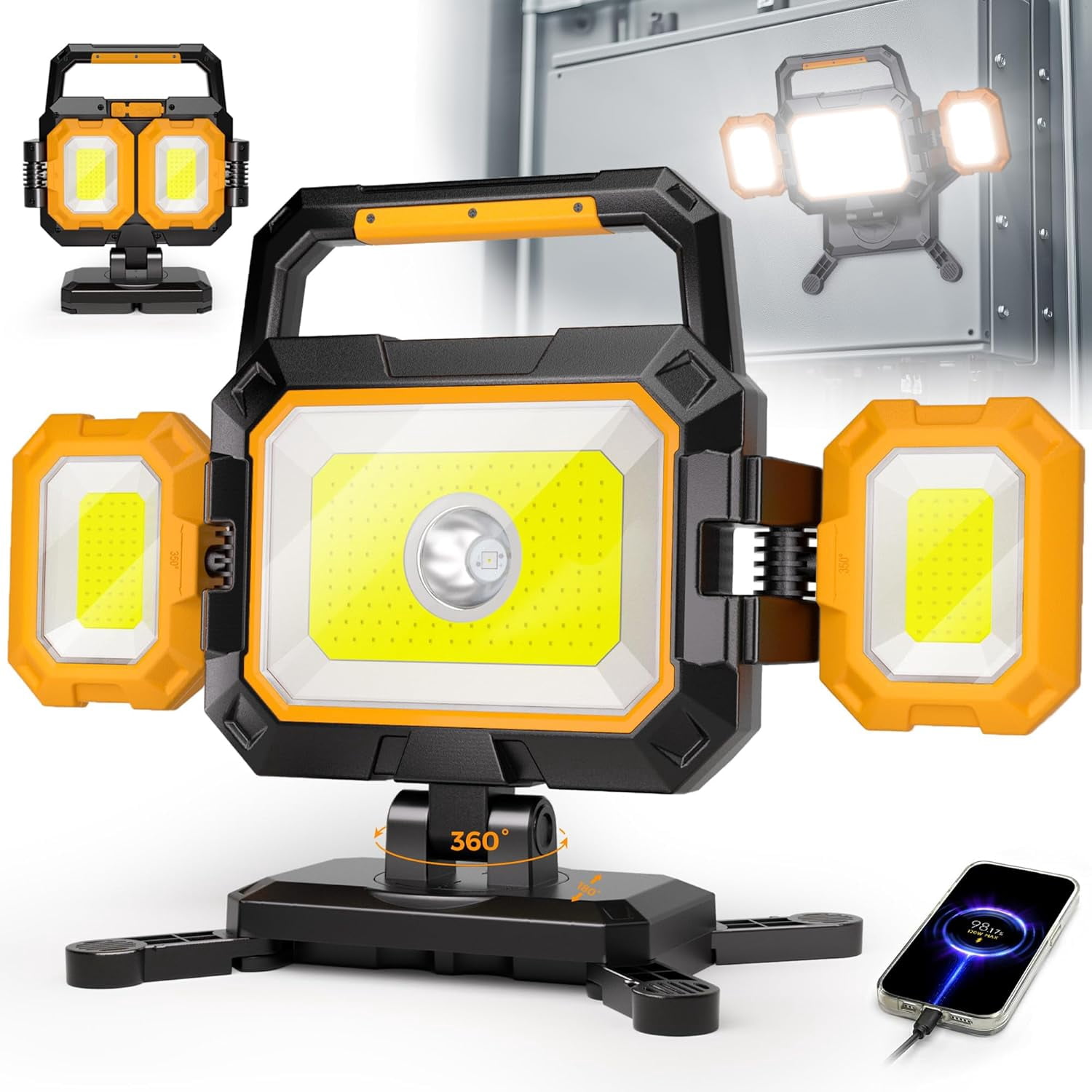 Work Light, 40W 4000LM Work Light with 6 Modes, Portable Mechanic ...