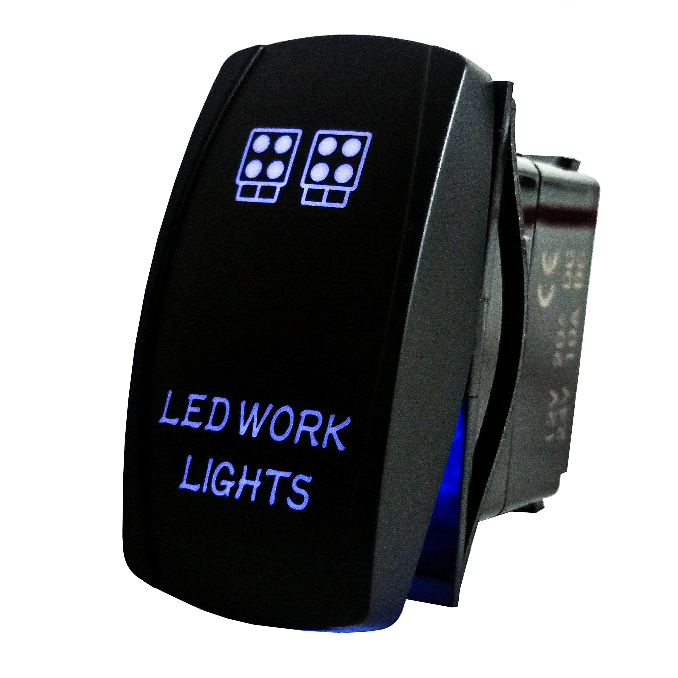 Work Light On/Off Rocker Switch 5-Pin SPST OZ-USA® Laser Etch Blue LED ...