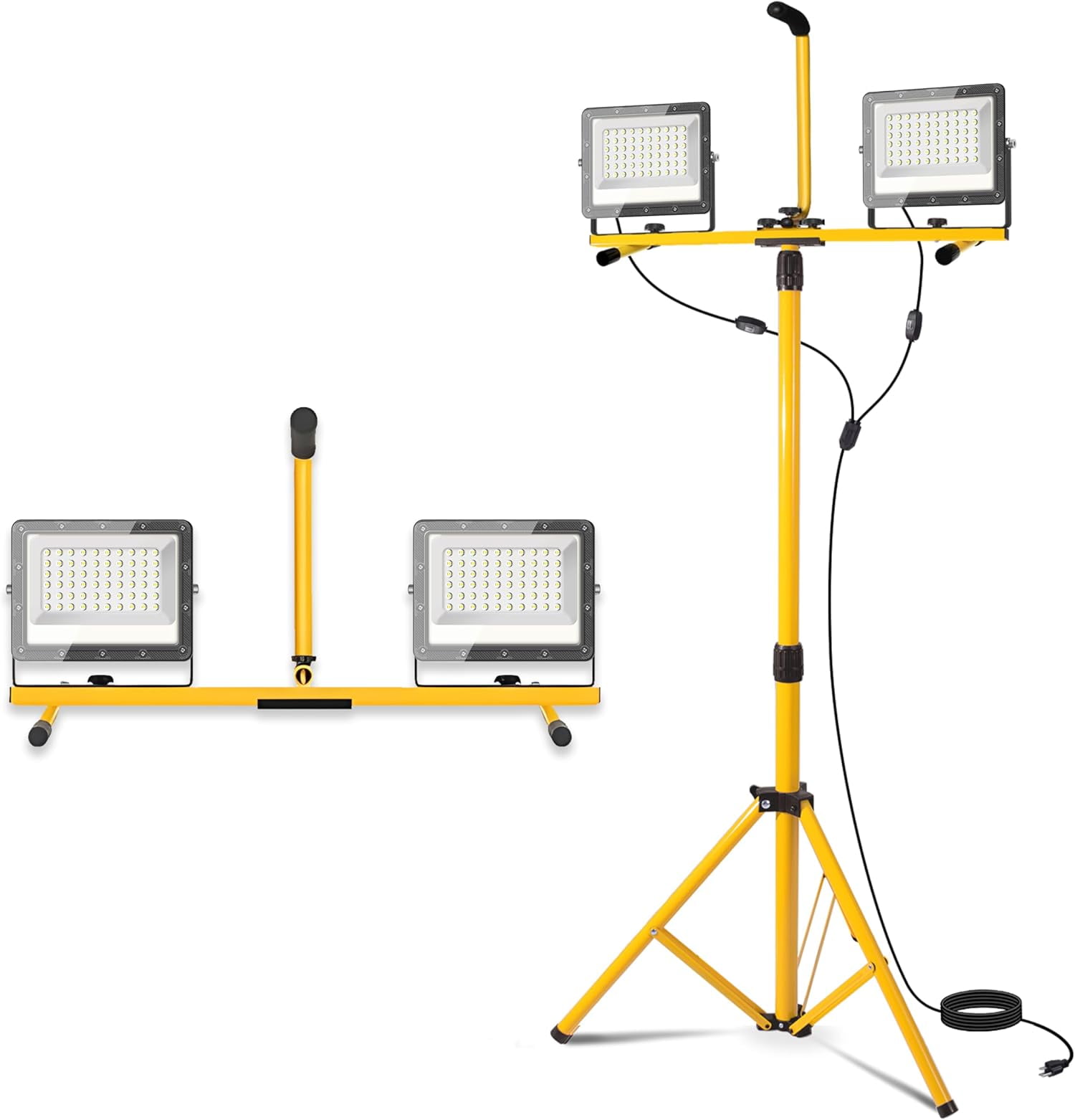 Work Lights with Stand 21000 Lumen, 2 Adjustable Heads Work Lights ...