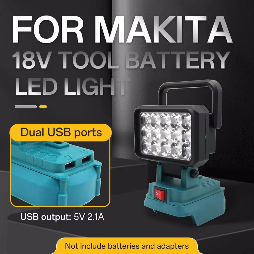 Work Lights for Makita 18V Li-ion Battery 15 LED Lamps With USB Charger ...