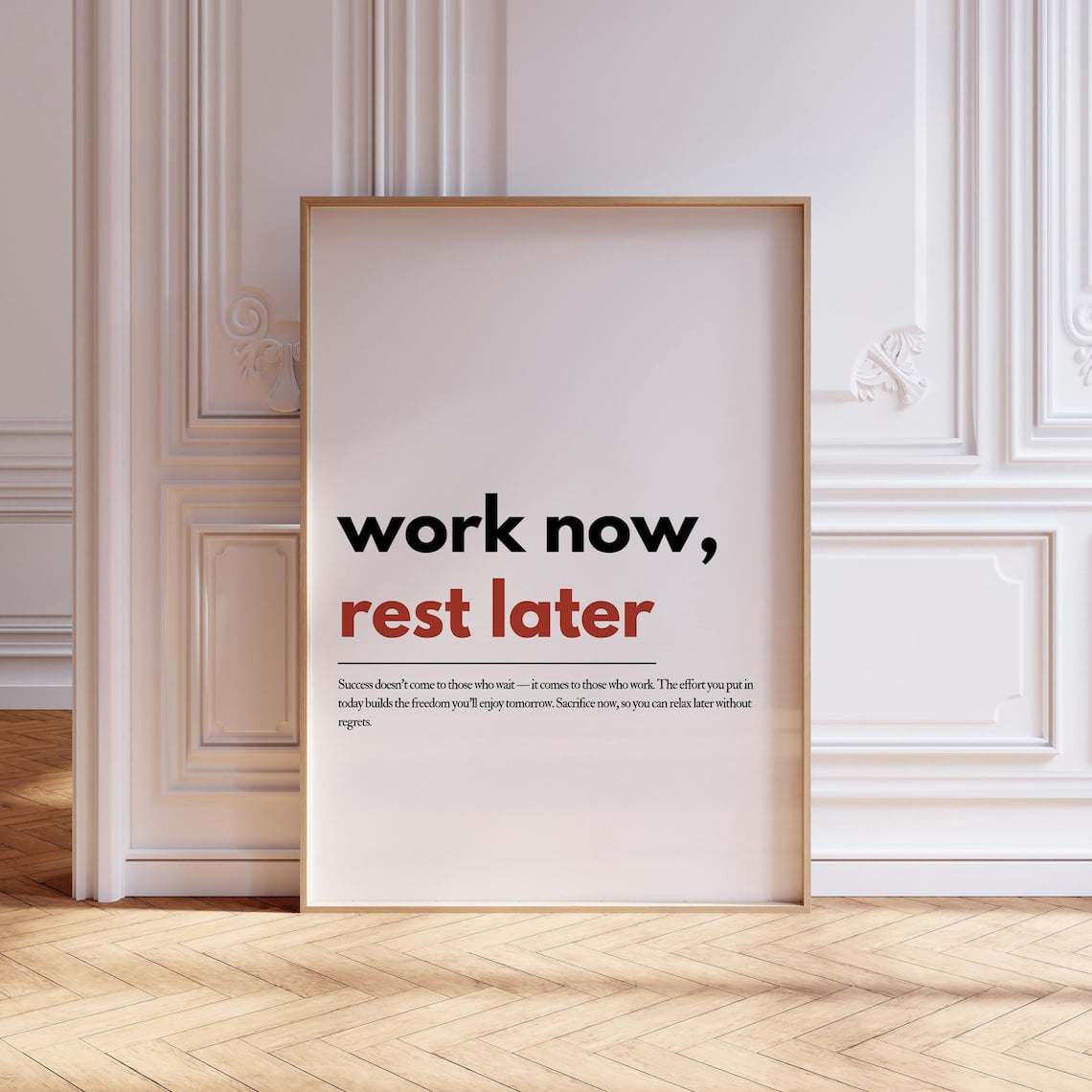 Work Now Rest Later Motivational Wall Art, Unframed Canvas Size 16x24 ...