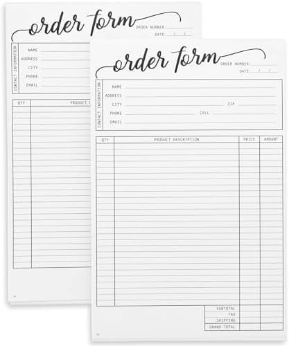 Work Order Forms & Invoice Receipt Book Set of 2 with Carbon Copy - 50 ...