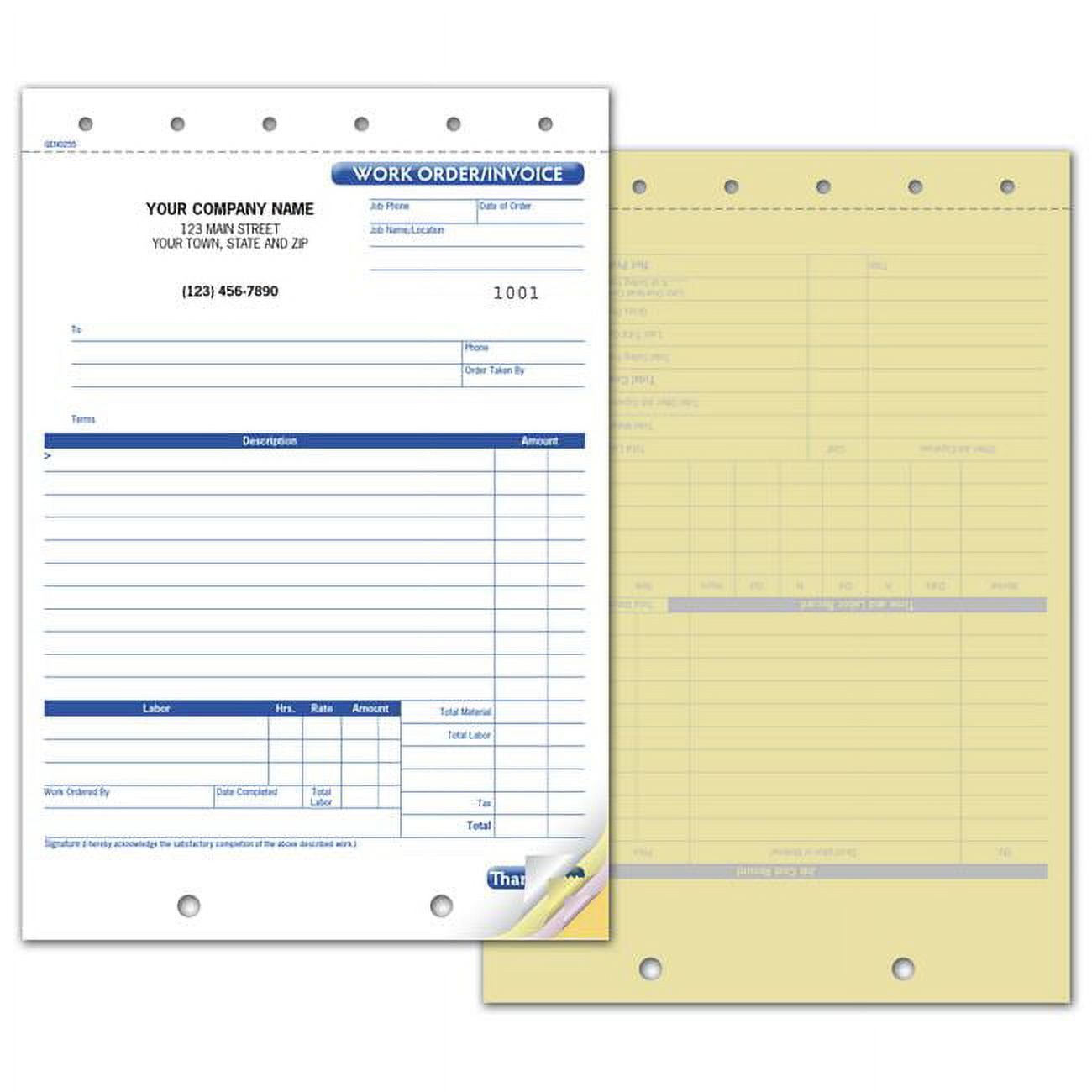 Work Order Invoice , 6 3/8 X 8 1/2" - Walmart.com