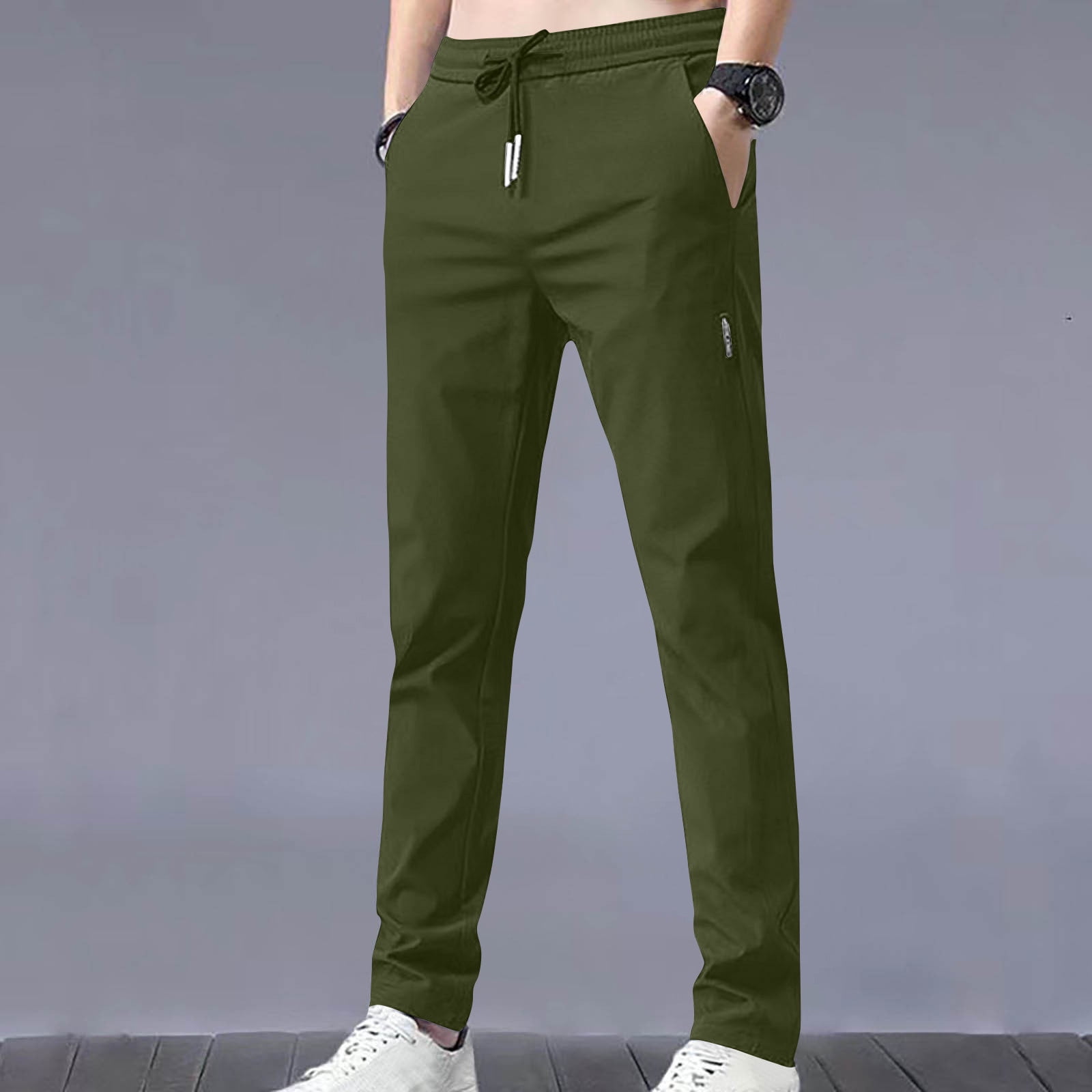 Work Pants for Men Fashion Solid Color Pocket Stretch Men's Elastic ...