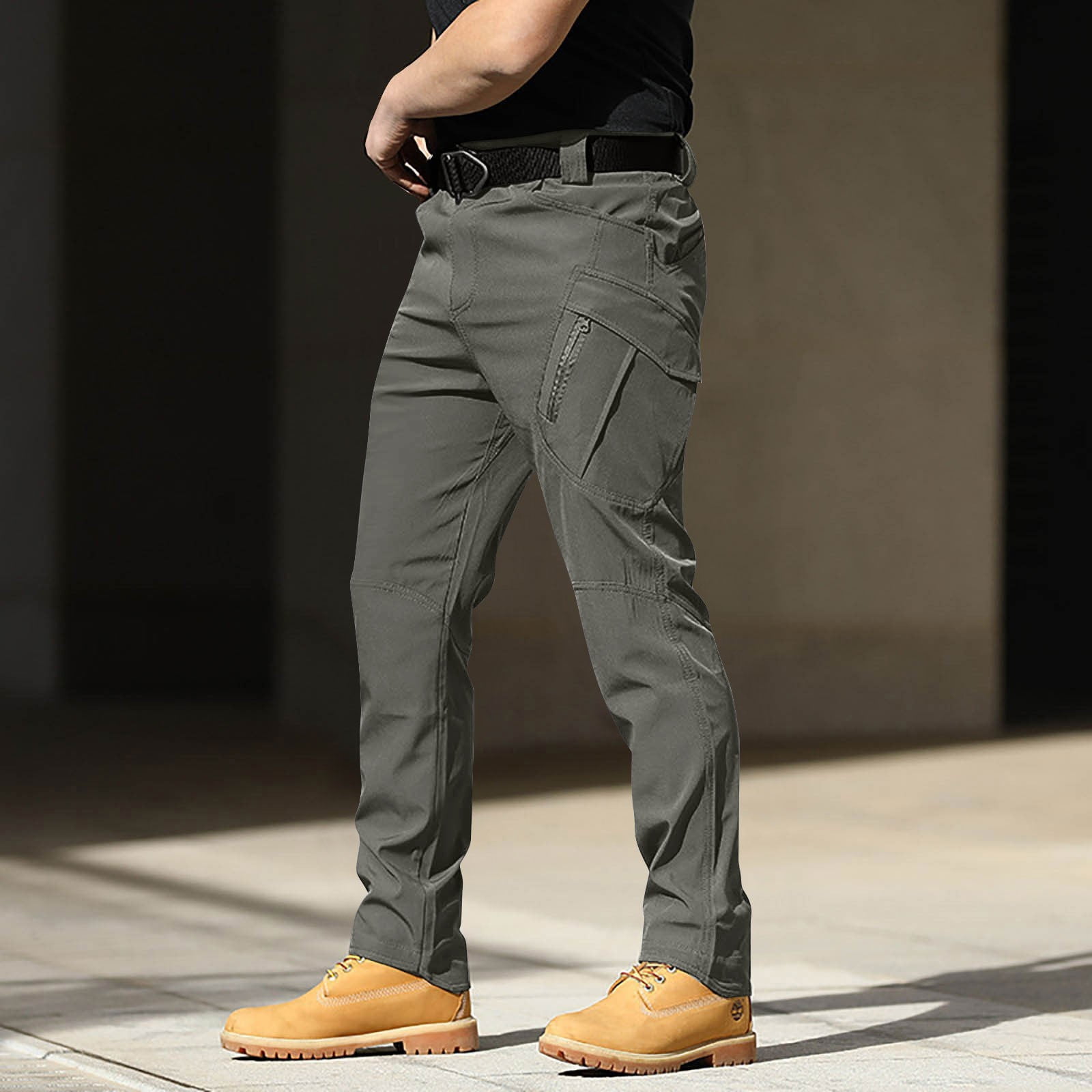 Work Pants for Men with Zipper Pockets Cargo Pant on Clearance Mens Casual Solid Color Straight ...