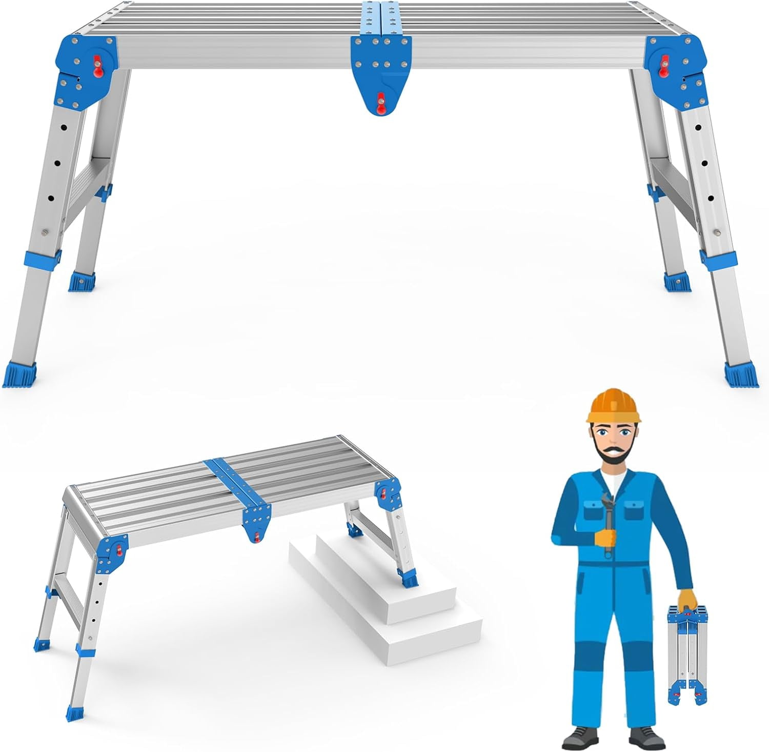 Work Platform 500 Lbs Capacity, Foldind Step Stool with One-Touch ...