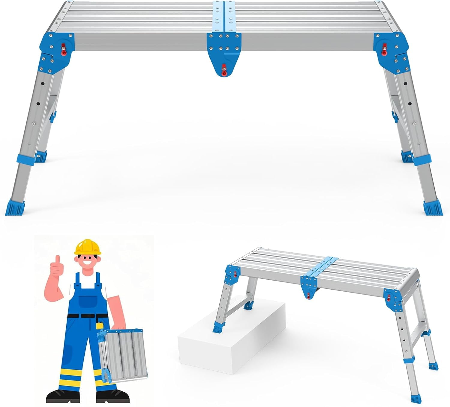 Work Platform 500 Lbs, Foldind Step Stool with One-Touch Automatic Fold ...
