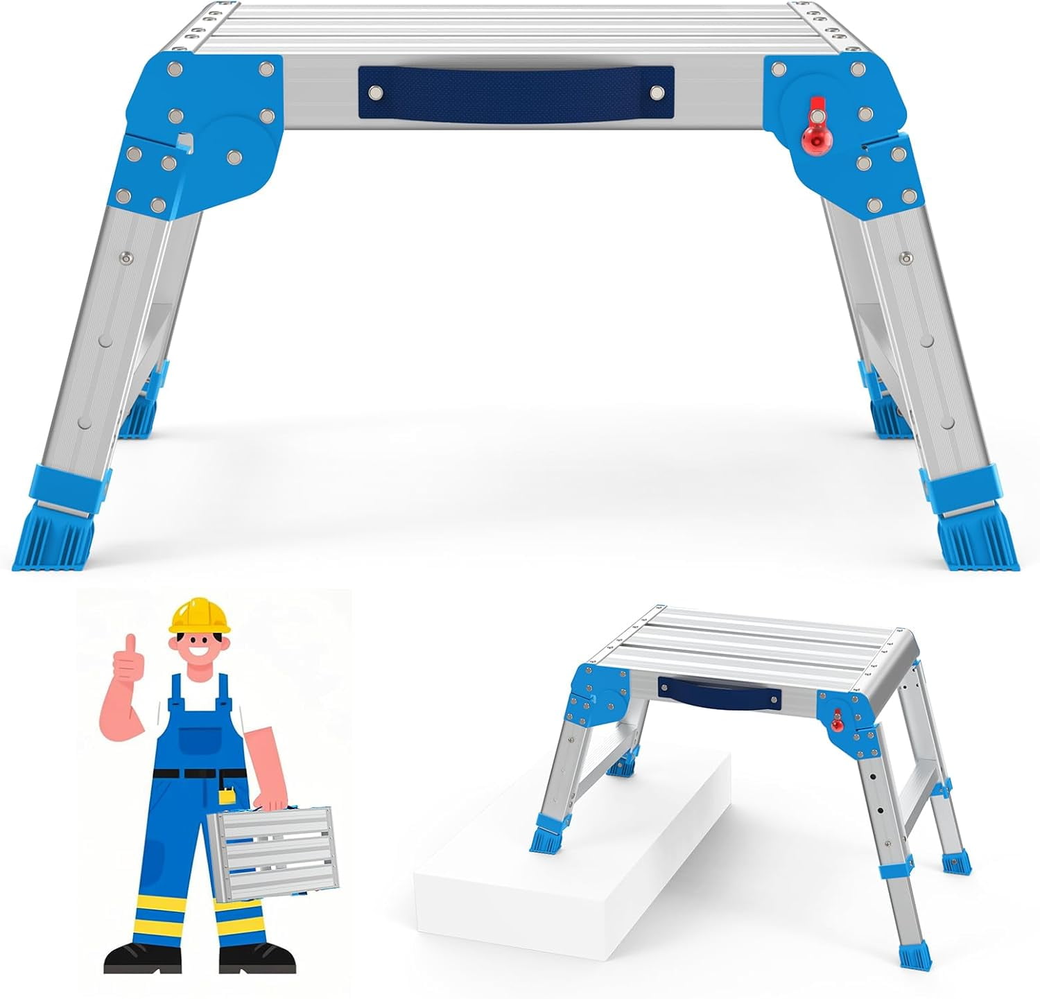 Work Platform 600 Lbs, Foldind Step Stool with One-Touch Automatic Fold ...
