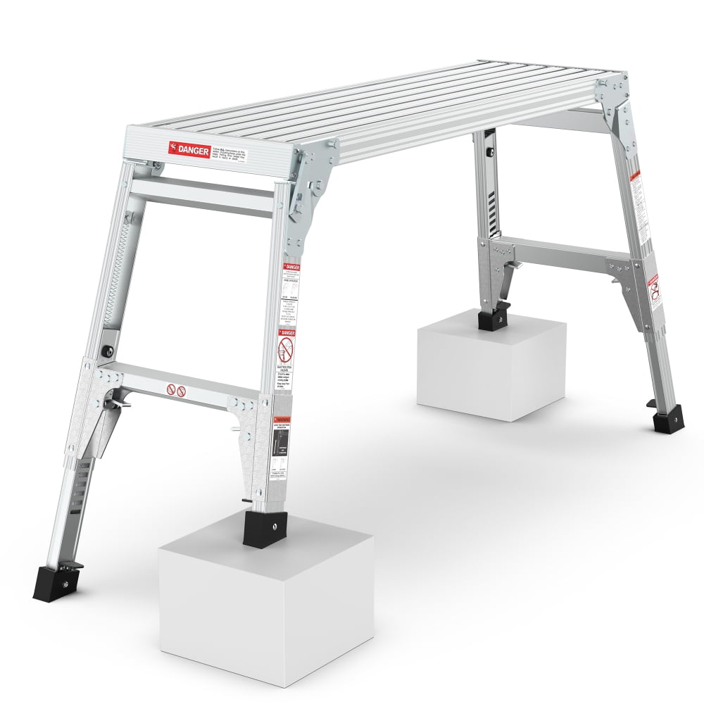 Work Platform Aluminum Portable Bench Folding Ladder ANSI Capacity 225 ...