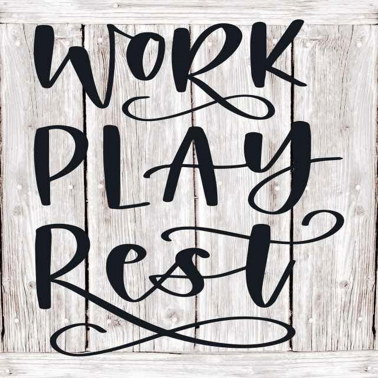 Work Play Rest Rustic Farmhouse Style White Wood Sign Wall Décor Gift 8 ...