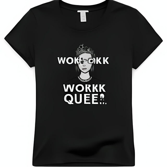 Work Queen T-Shirt: Vector Design with Cute Girl at Office Desk Crown ...