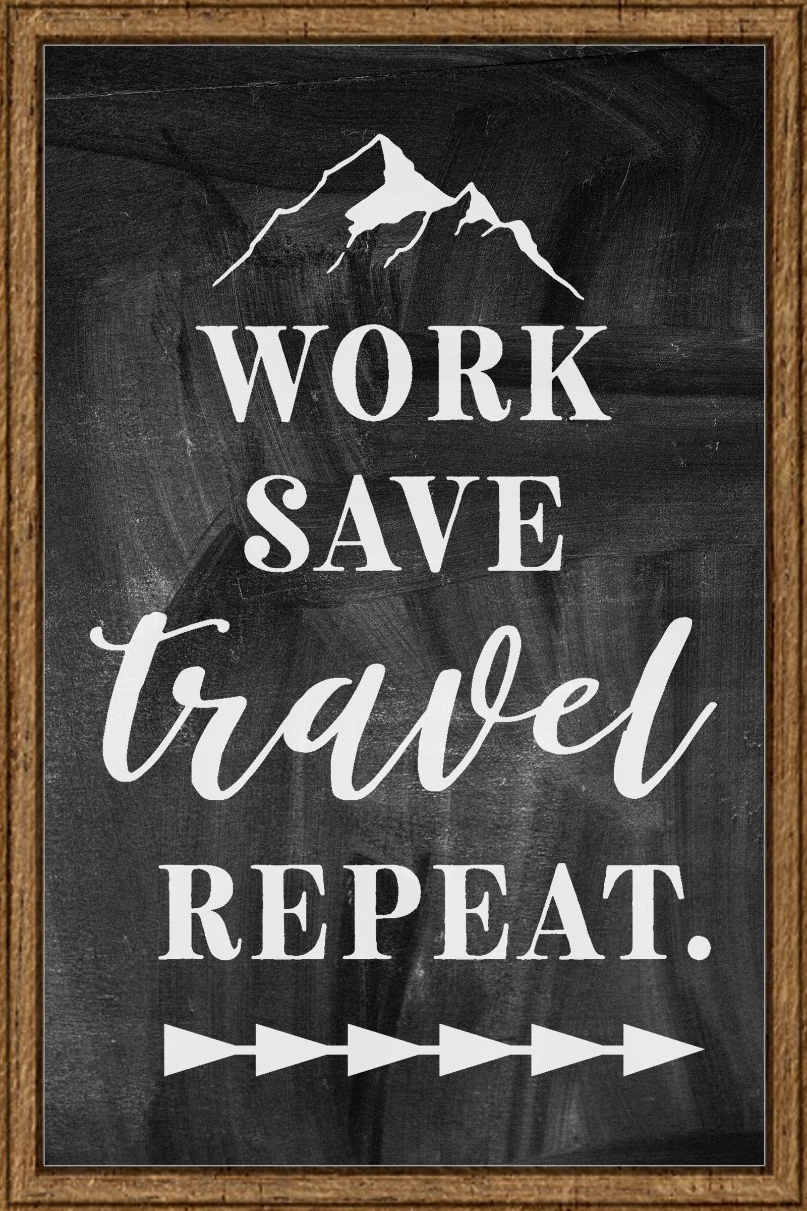 Work Save Travel Repeat Arrows Mountains Life Mantra Reusable Tin Sign ...