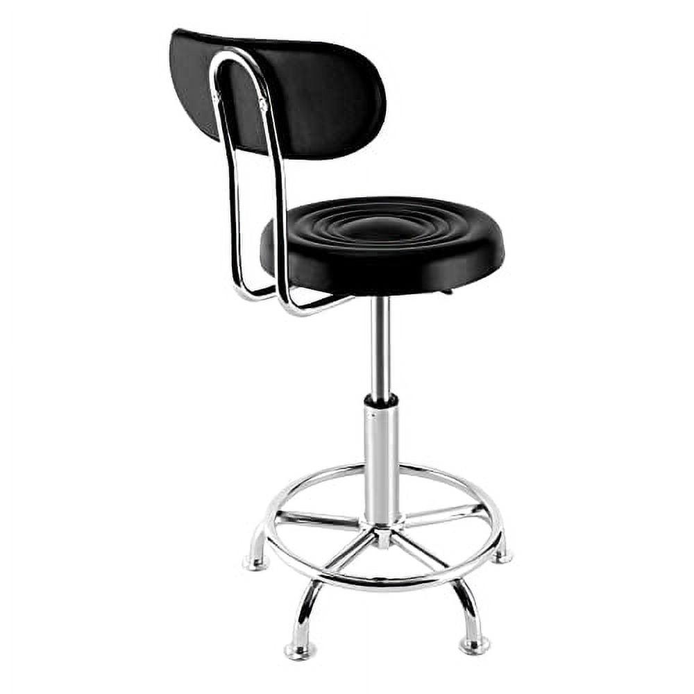 Work Shop Stool Swivel Chair with Backrest, Black Garage Footrest Seat ...