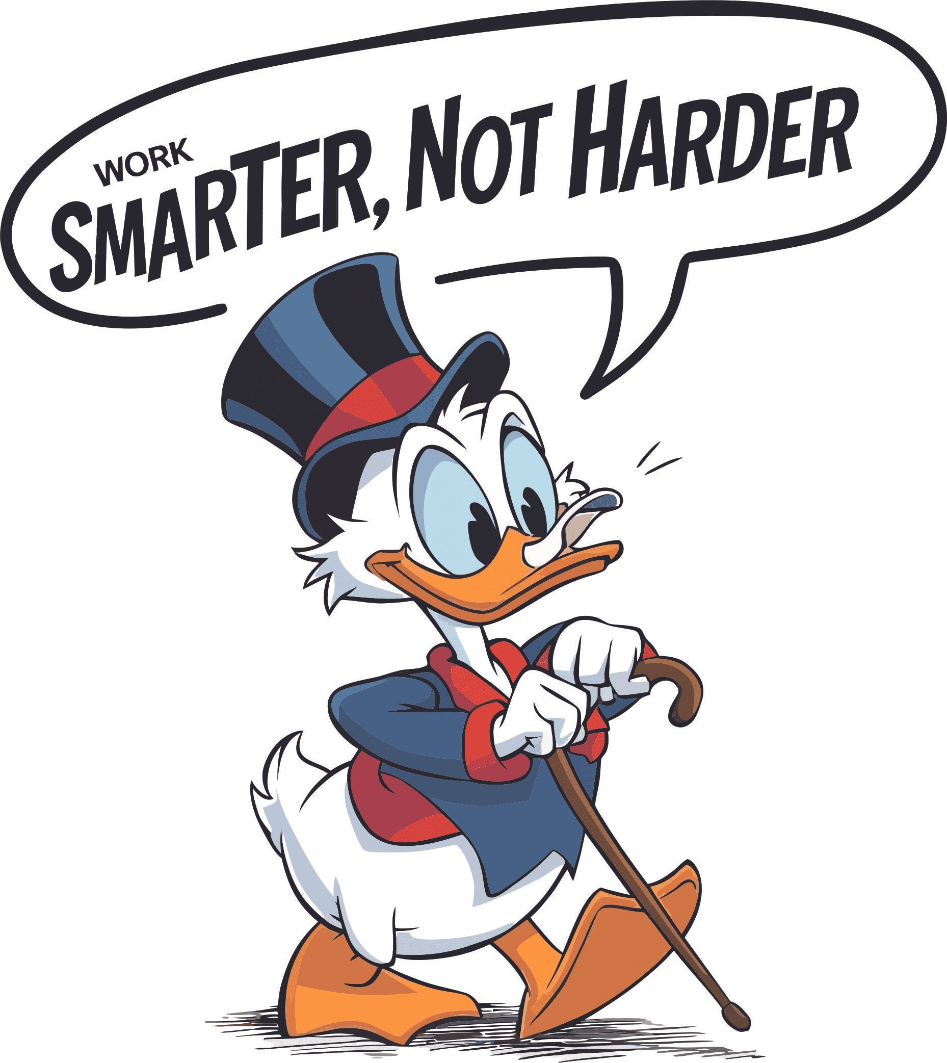 Work Smarter Not Harder White Sailor Duck Cartoon Character Quote Line ...