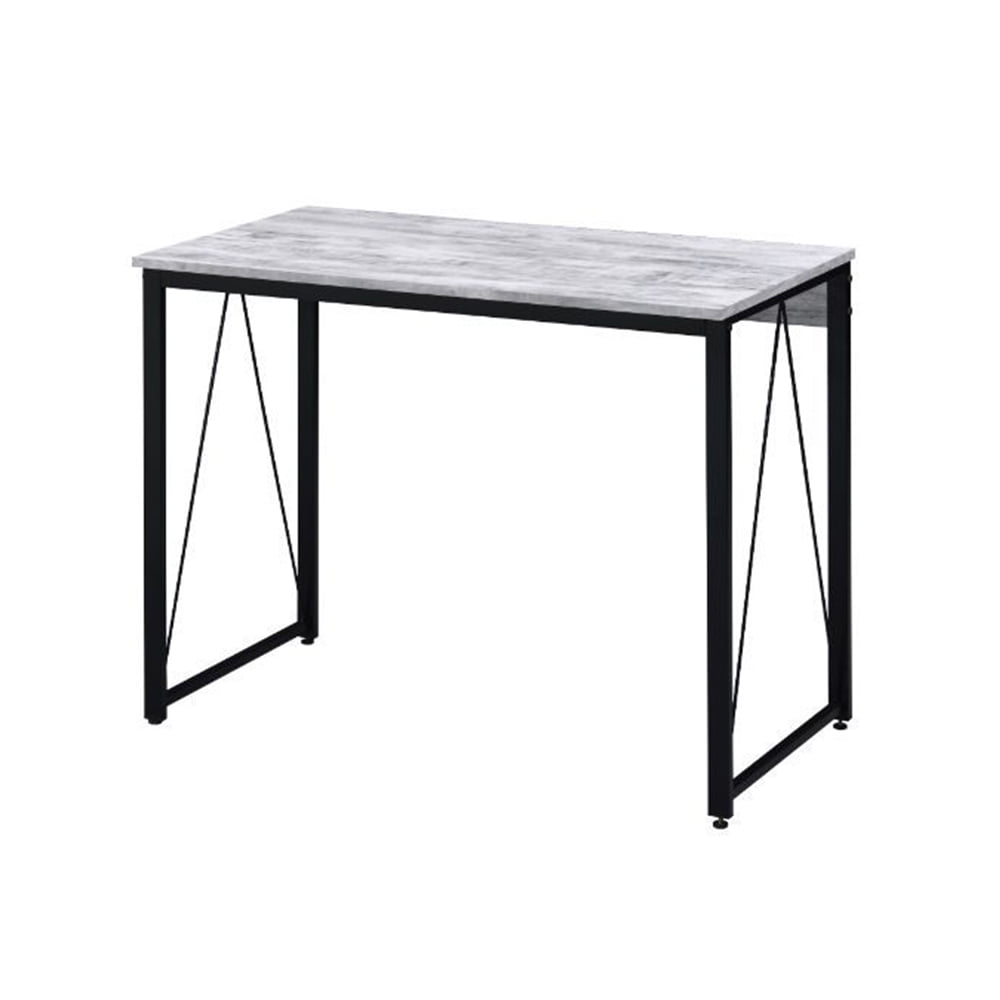 Work Surface Rectangular Writing Desk with Metal Base, Antique White ...