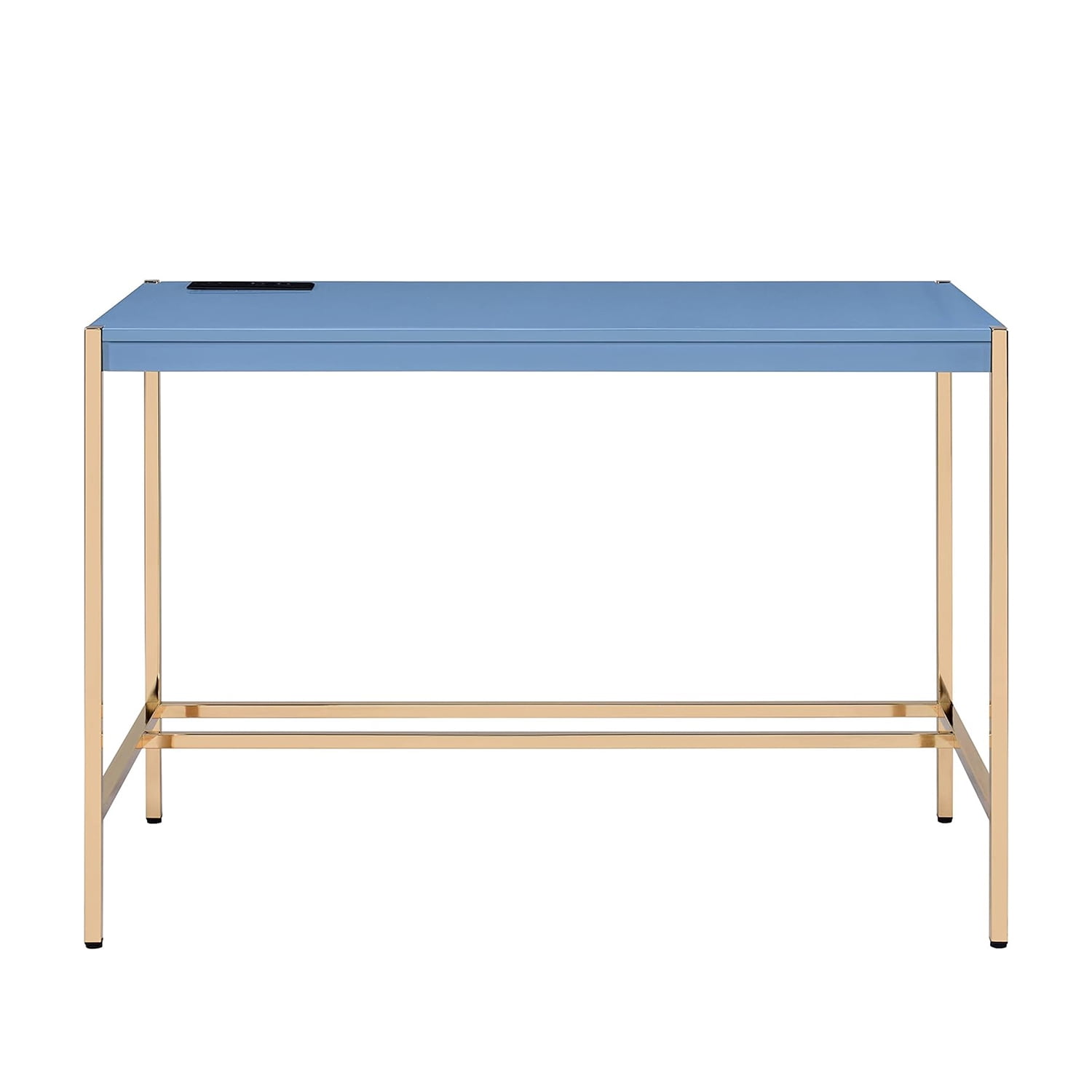 Work Surface Rectangular Writing Desk with USB Port, Navy Blue and Gold ...
