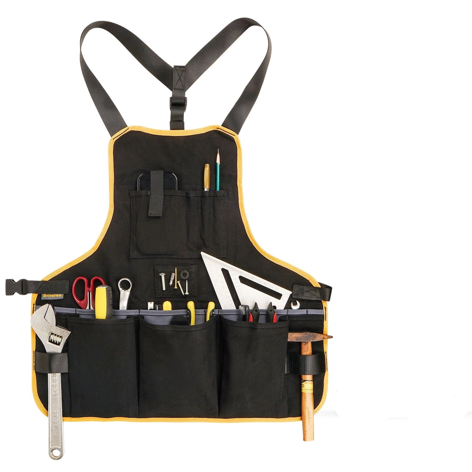 Work Tool Apron for Men and Women, Torso Length with 21 Tool Pockets ...