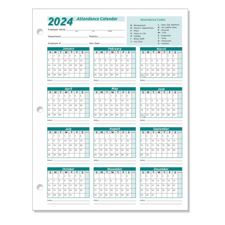 2024 Attendance Calendar Work Tracker Attendance Calendar, 56% OFF