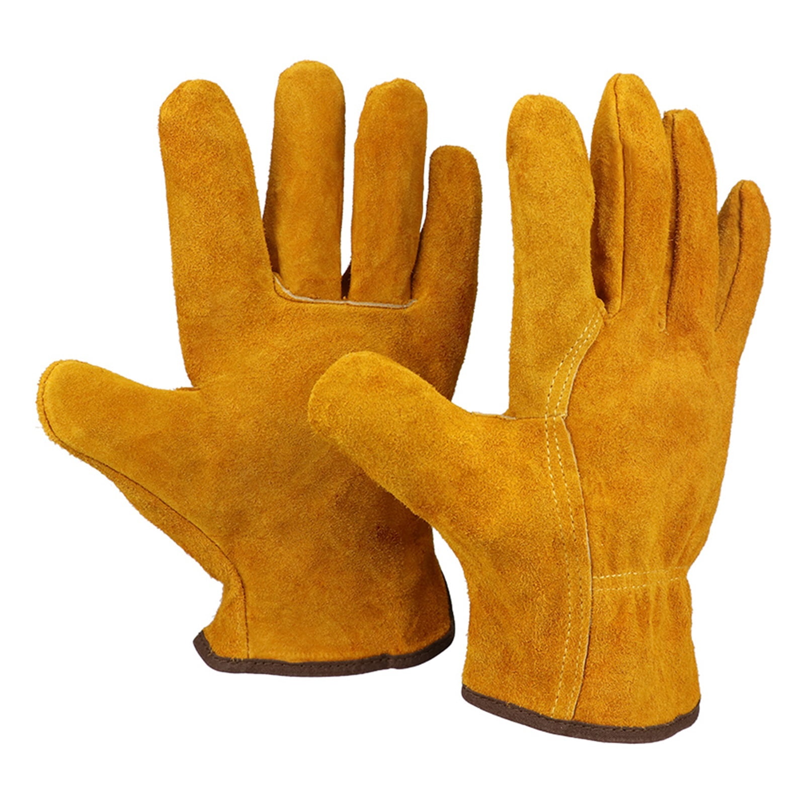 Work gloves Fireproof Leather Welder Gloves Anti-Heat Work Safety ...