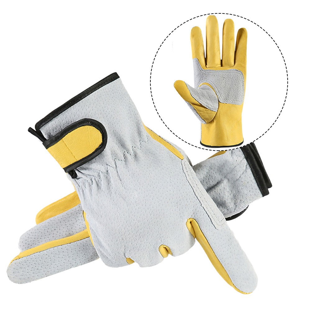 Work gloves leather welding safety protection garden wear-resistant ...