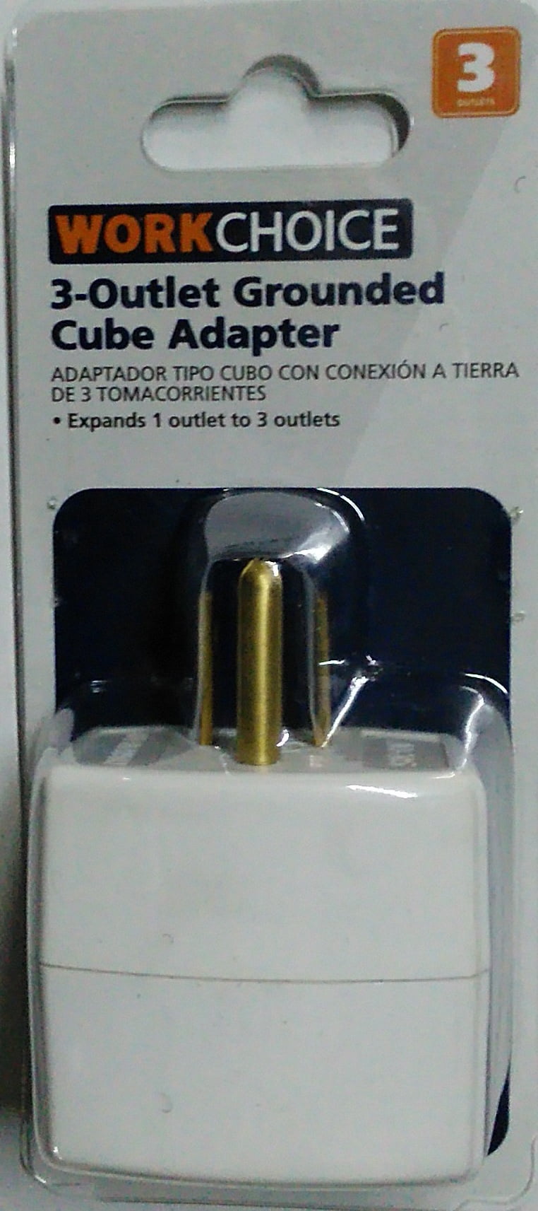 WorkChoice 3-Outlet Grounded Cube Tap Adapter, White - Walmart.com