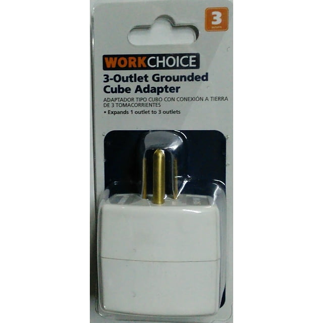 WorkChoice 3-Outlet Grounded Cube Tap Adapter, White - Walmart.com