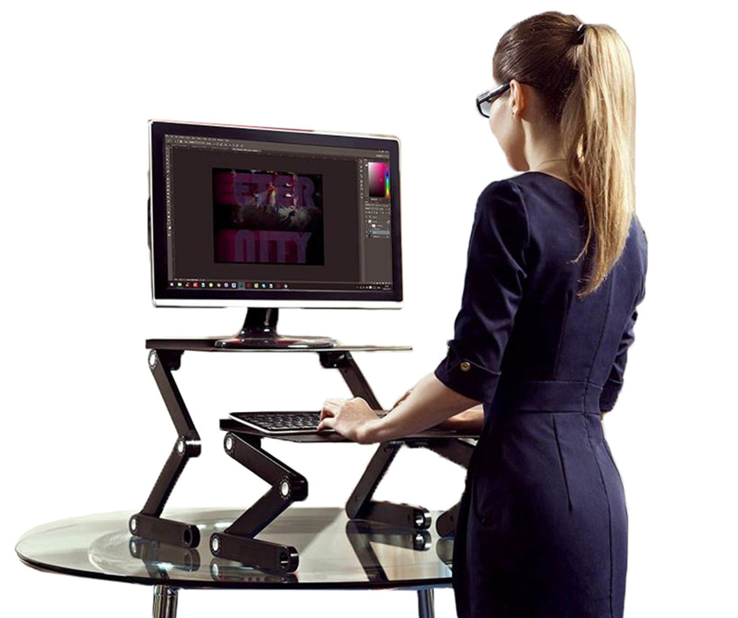 WorkEZ Standing Desk Converter, Adjustable Height, Portable Aluminum ...