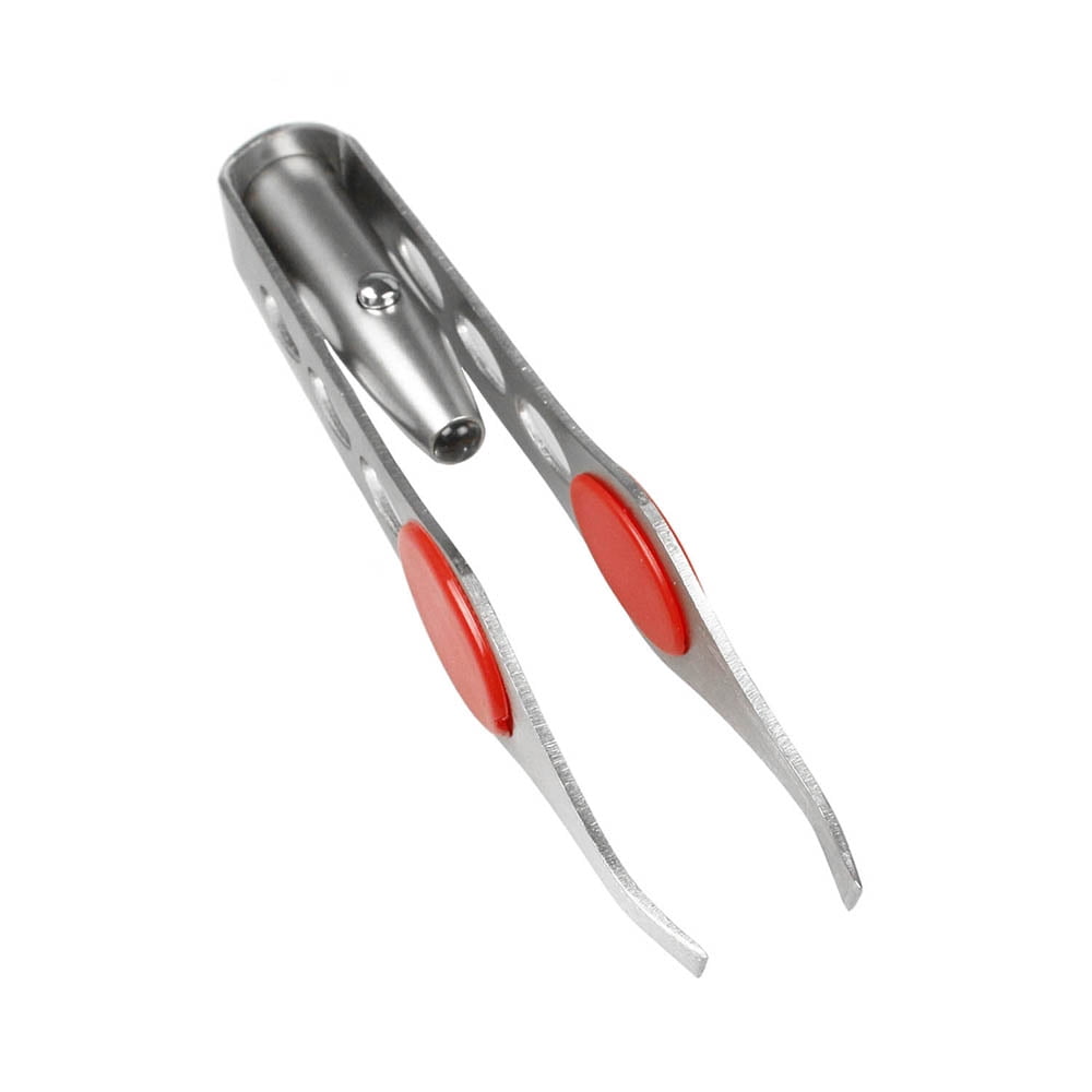 WorkShop Lighted Tweezers Built-In LED Light Stainless Steel Chisel Tip ...