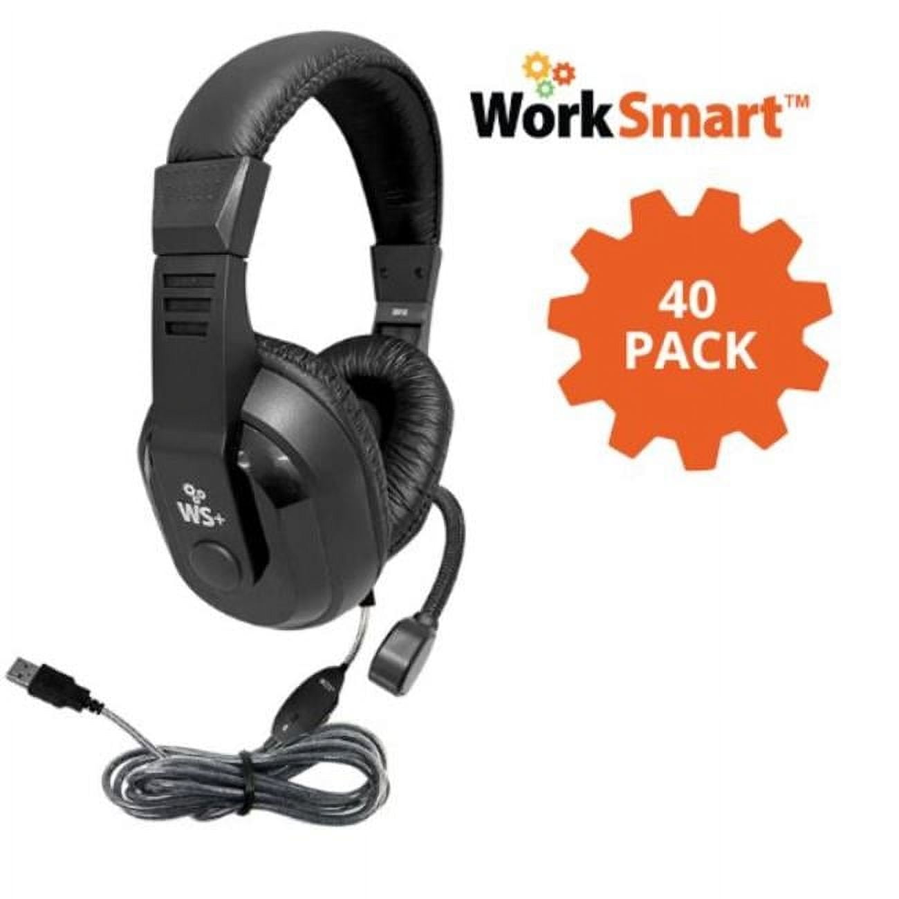 WorkSmart Plus Deluxe-Sized USB Headset with Boom Gooseneck Microphone ...