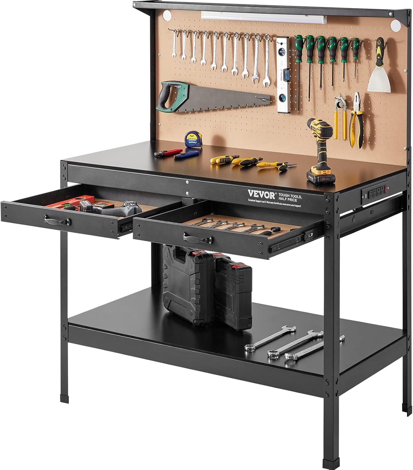 Workbench, A3 Steel Workbenches for Garage max 1500W, Heavy Duty Work ...