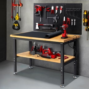 WORKPRO 48"x20" Garage Workbench, Adjustable Height, 1200 LBS Load ...