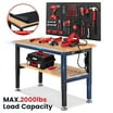 60"x24" Adjustable Rolling Work Bench with Power Outlet and Wheels ...