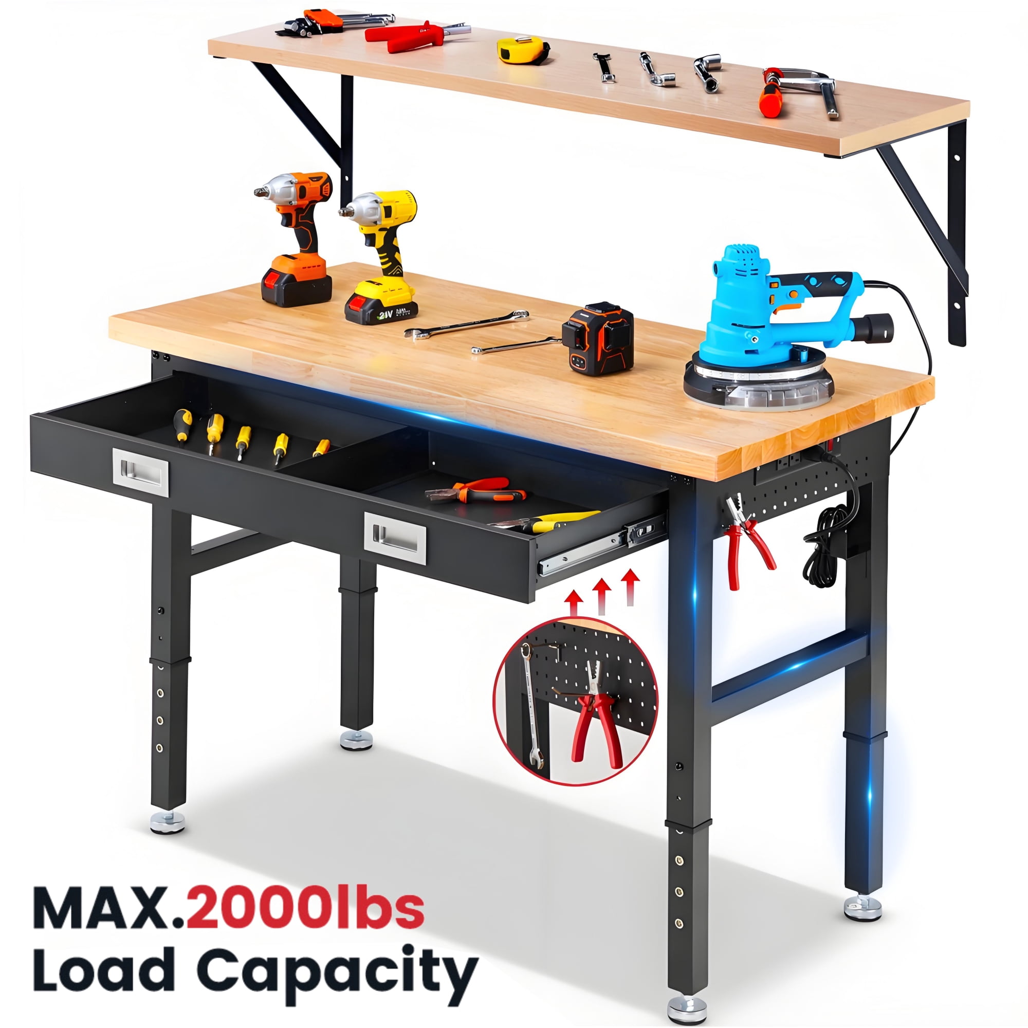 Workbench for Garage,ENJOYWOOD Heavy Duty 48 inch Wood Work Bench with ...
