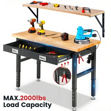 WORKPRO 2-in-1 48-inch Workbench and Cabinet Combo with Light, Steel ...