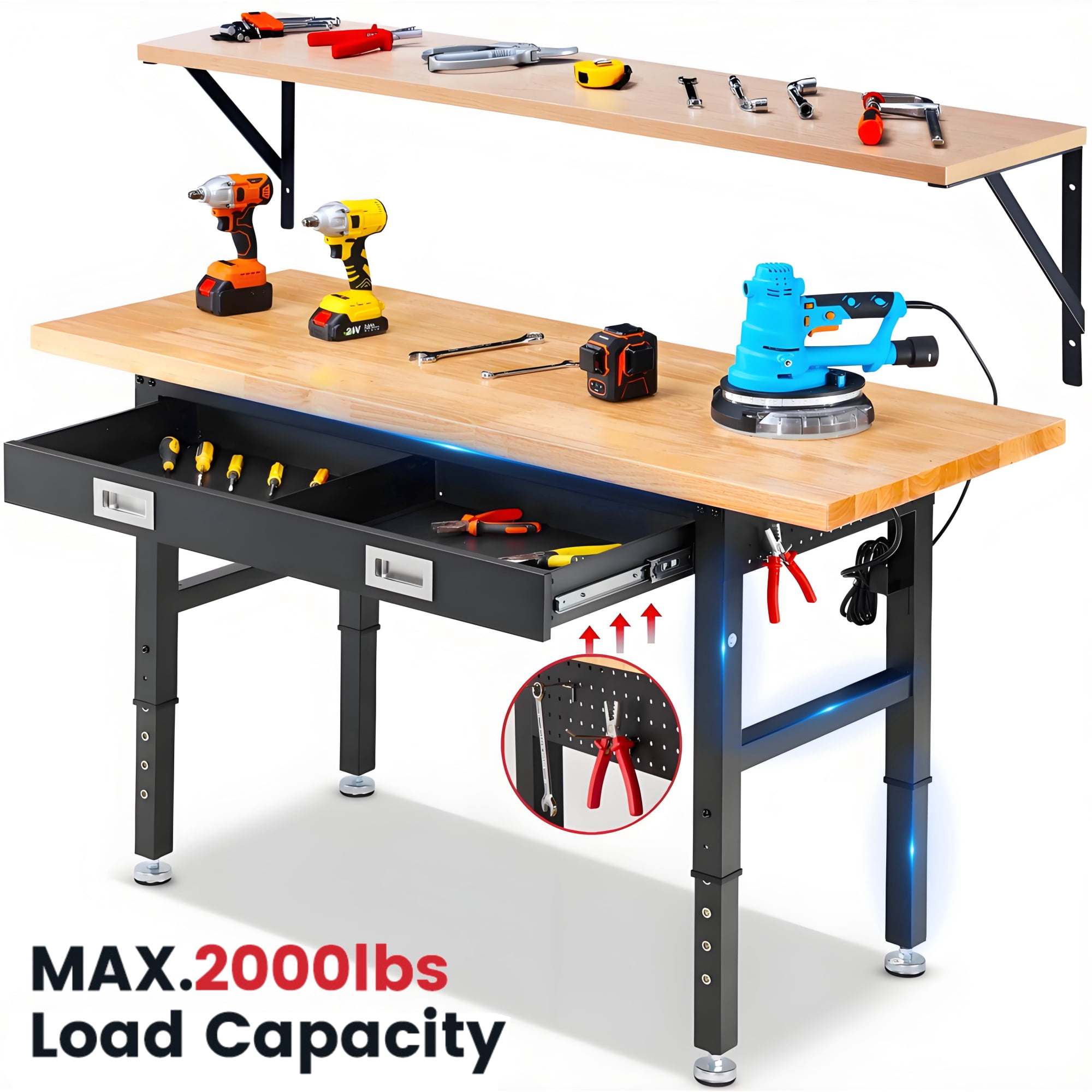 Workbench for Garage,ENJOYWOOD Heavy Duty 60 inch Wood Work Bench with ...