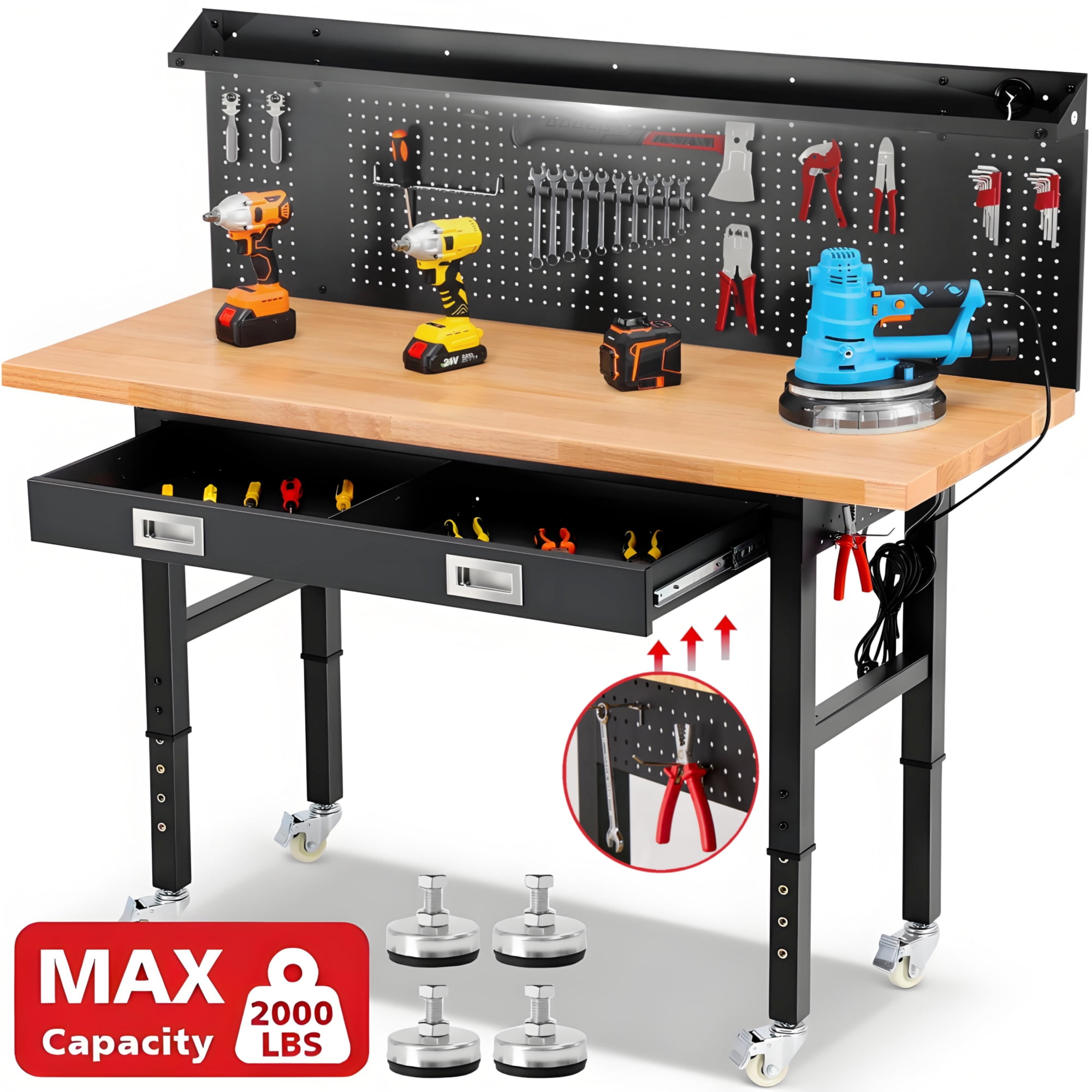 Workbench for Garage,ENJOYWOOD Heavy Duty 60 inch Wood Work Bench with ...