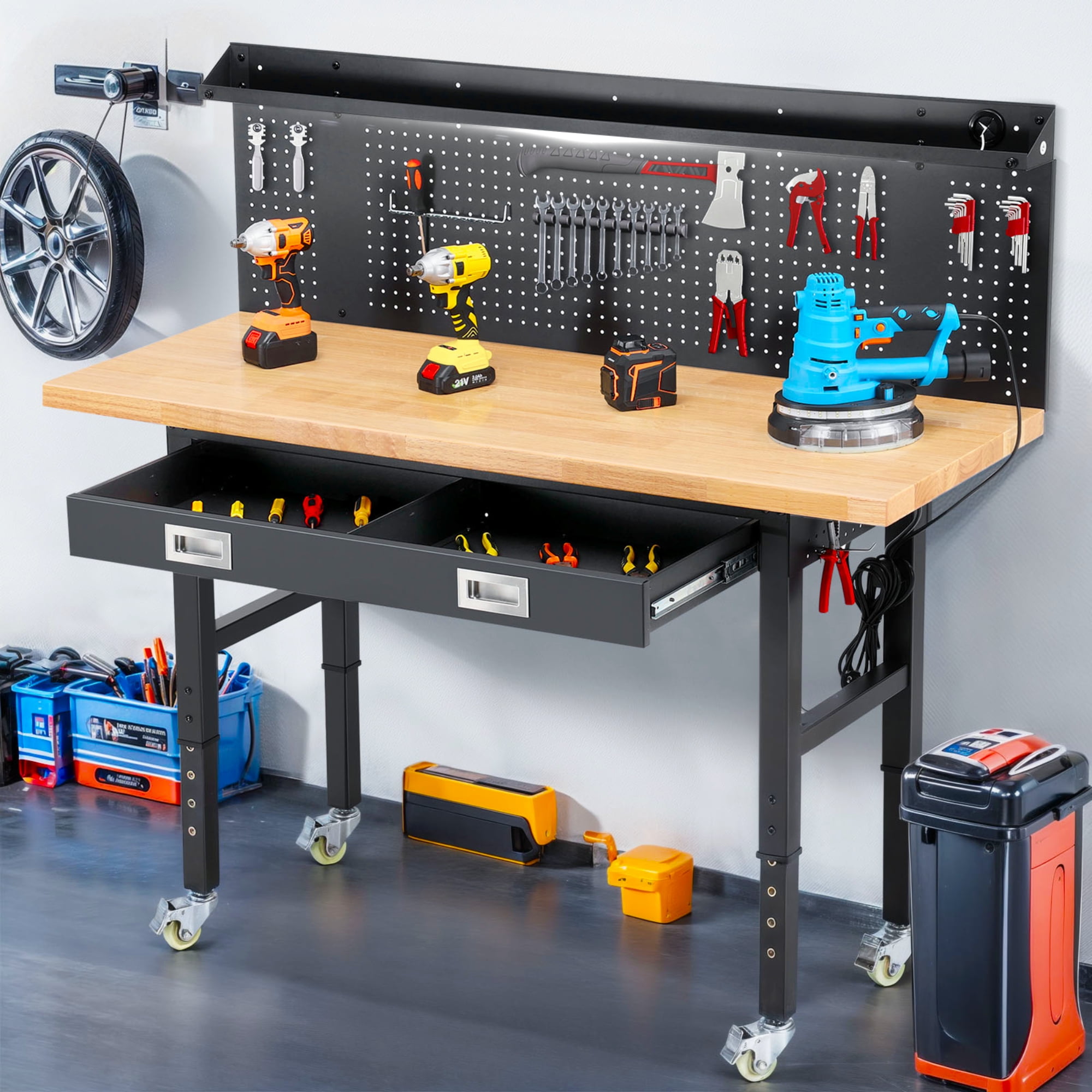 Workbench for Garage,ENJOYWOOD Heavy Duty 60 inch Wood Work Bench with ...