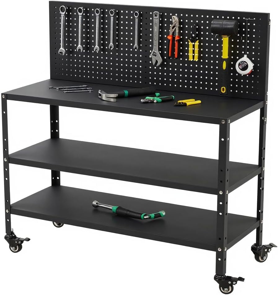 Workbench,Metal Workbenches for Garage,Heavy Duty Work Bench,Tool ...