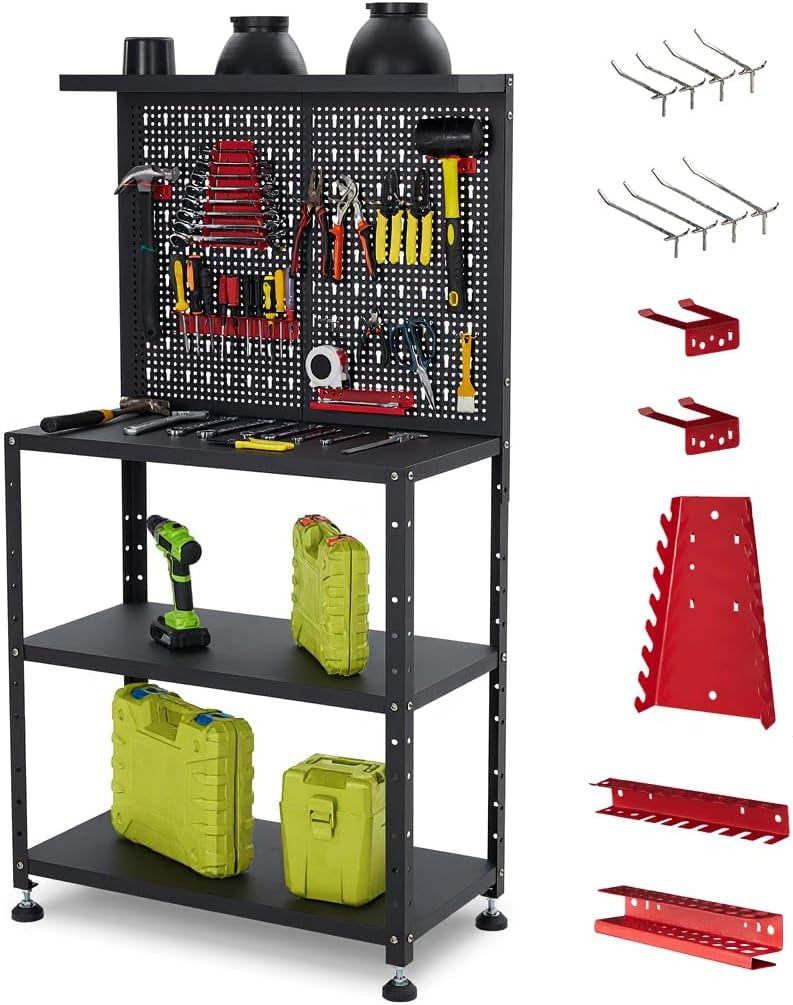 Workbench,Metal Workbenches for Garage,Heavy Duty Work Bench,Tool ...